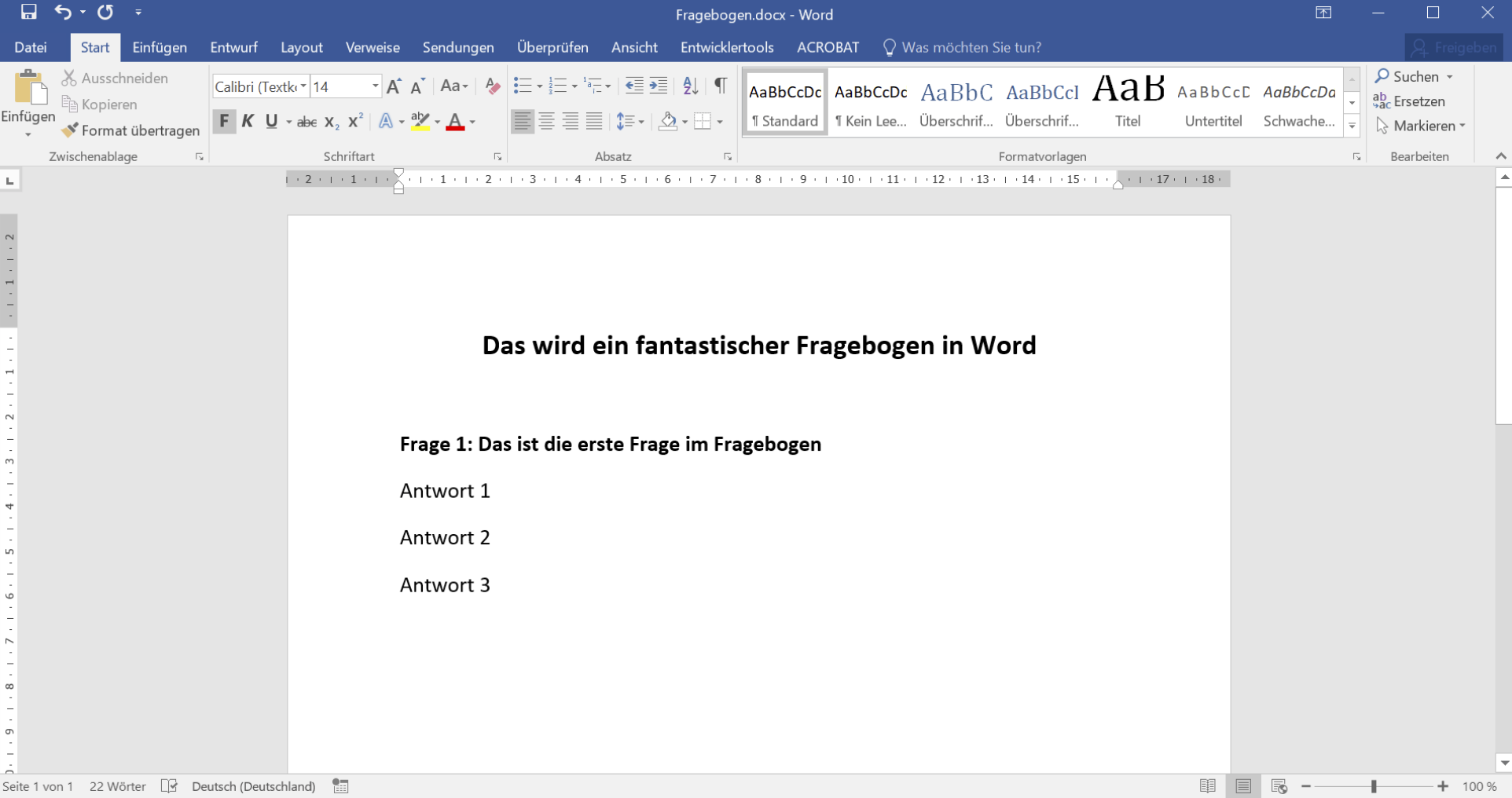 Fragebogen erstellen mit Word inkl. Anleitung & Vorlage