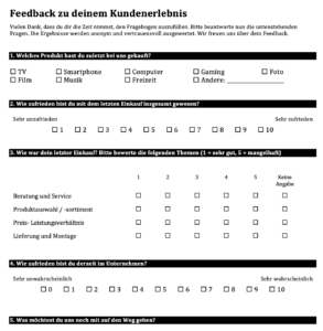 Muster, Vorlagen für Fragebogen & Umfragen